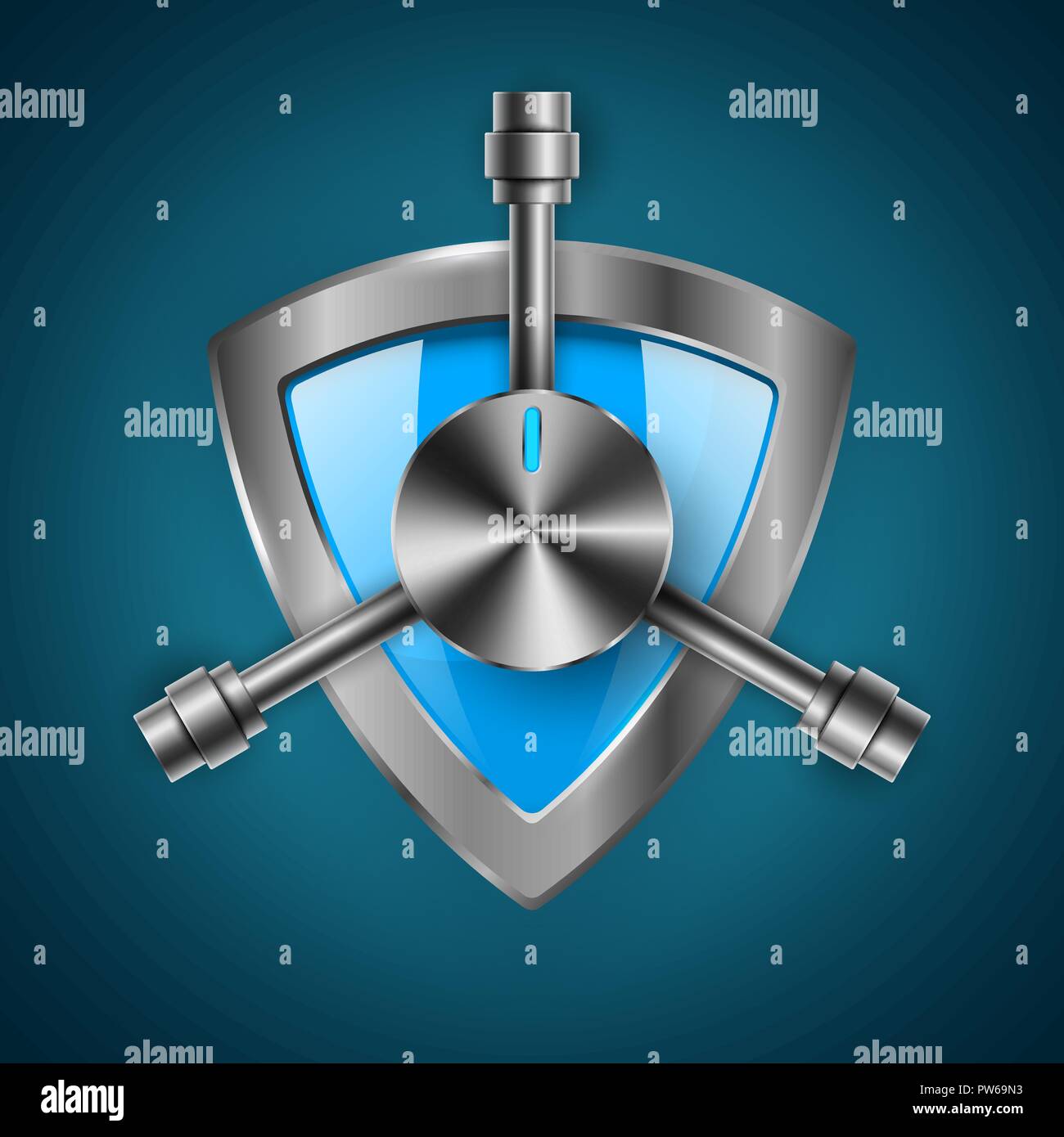 Security, guard, shield - 3d realistic icon Stock Vector Image & Art ...