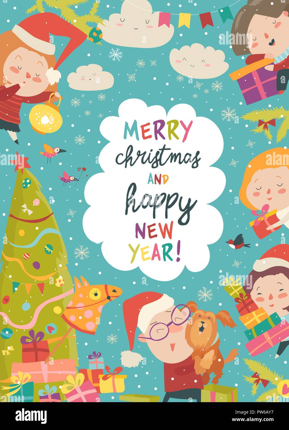 Cute christmas tree girl character Stock Vector Images - Alamy