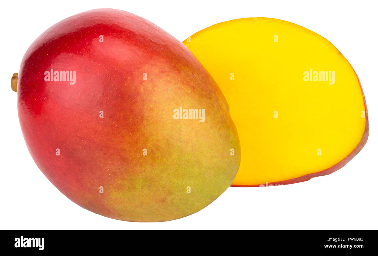 Two mangoes isolated on white background Clipping Path Stock Photo - Alamy