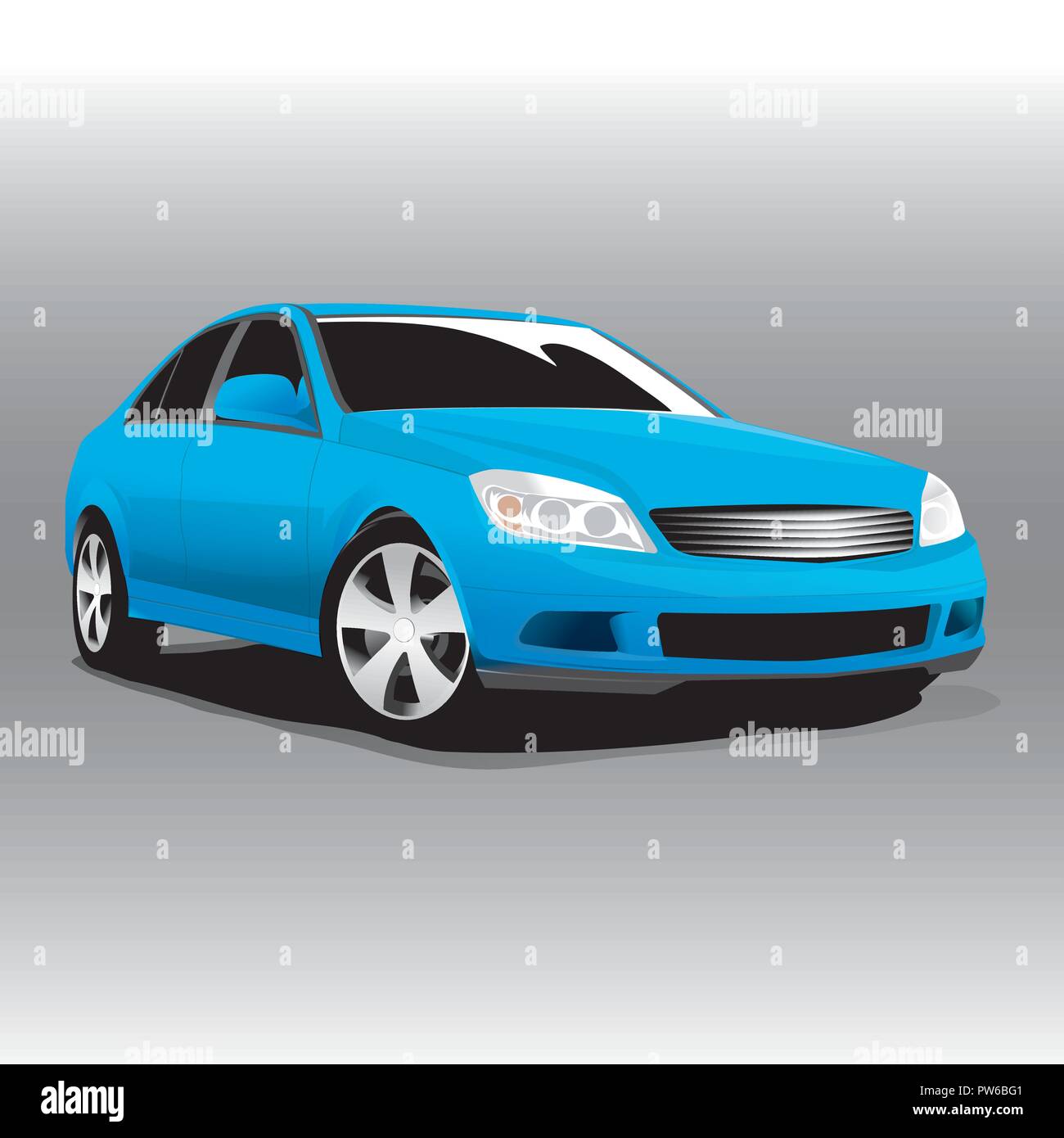 Vector sports blue car front view illustration Stock Vector Image & Art ...