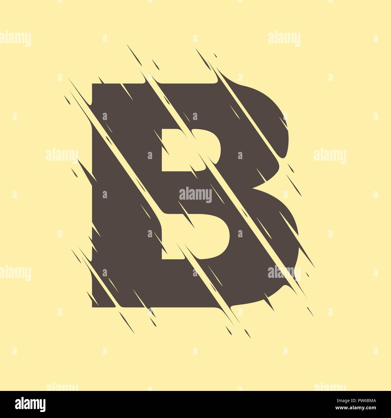 Scribble letter B isolated on yellow background. Adjustment possibility ...