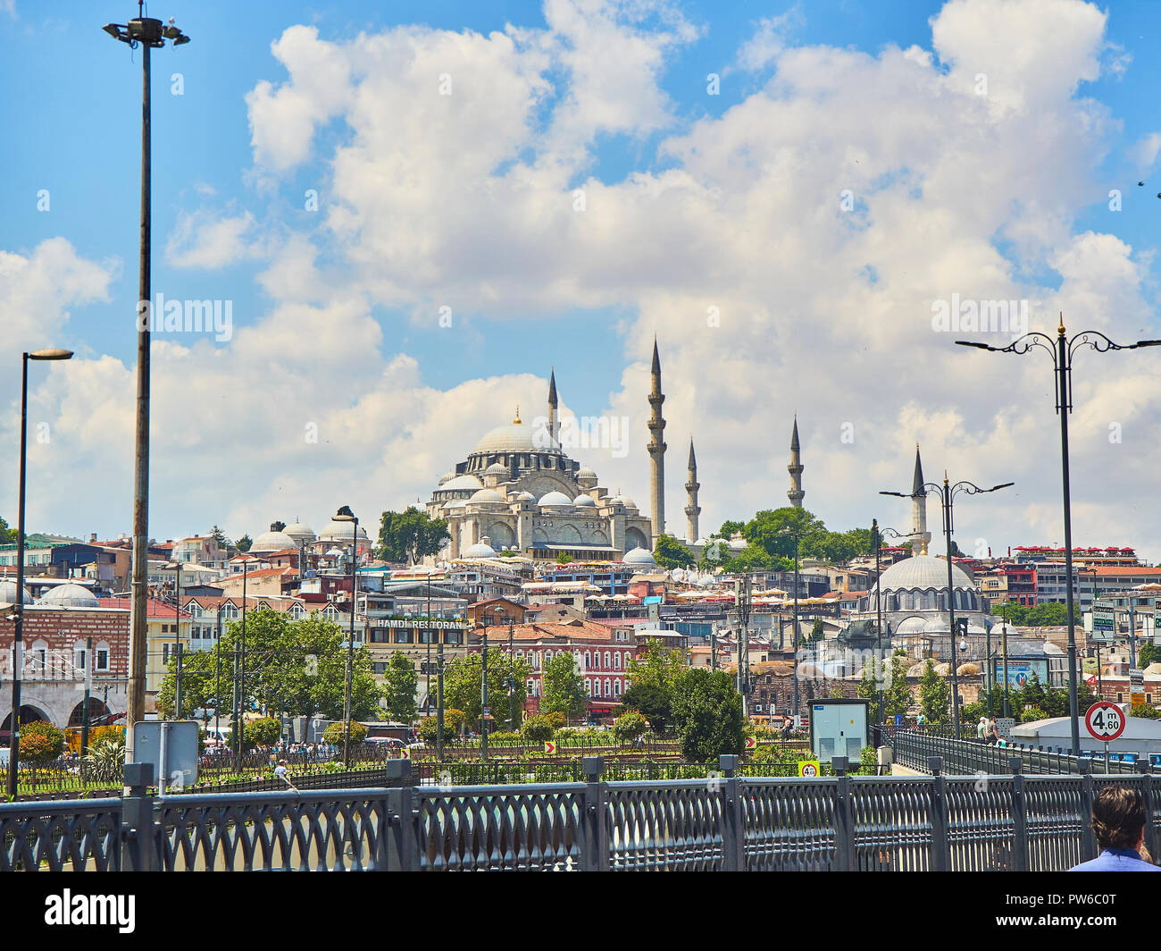 Istanbul, Turkey - July 8, 2018. Eminonu district skyline with the ...