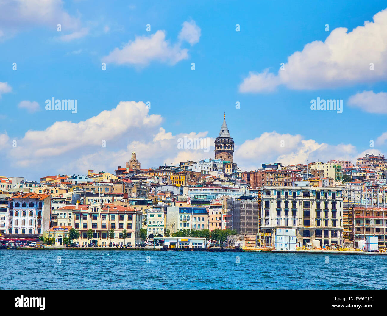 Istanbul, Turkey - July 9, 2018. View of the Karakoy district skyline ...
