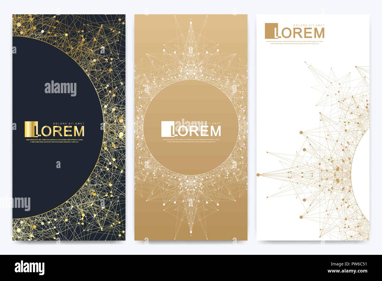 Modern set of vector flyers. Molecule and communication background ...