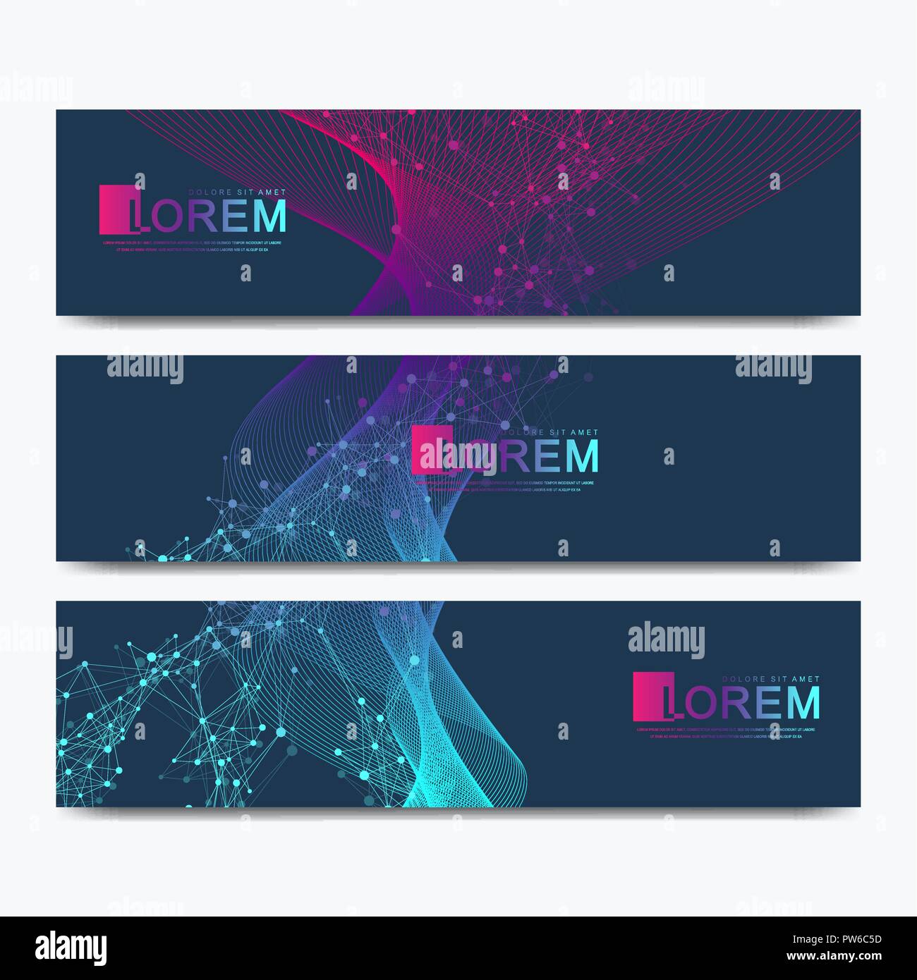Abstract vector set of modern website banners. Scientific cybernetics ...