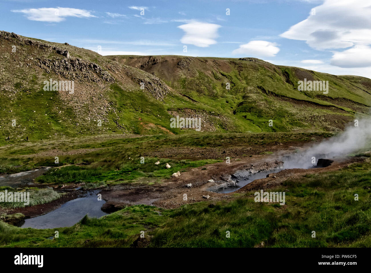 Near Hveragerði, Iceland. The geothermal hot river at Reykjadalur is a ...