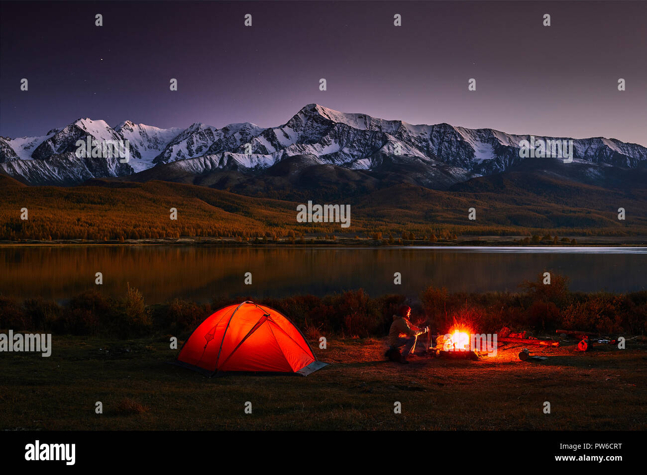 Great view of rock and lake. Dramatic and picturesque scene Stock Photo ...