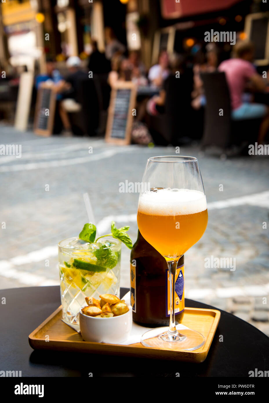 Alcohol bottles tray hi-res stock photography and images - Alamy