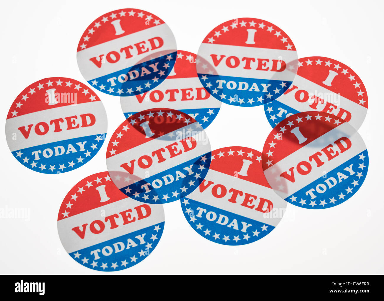 I Voted Today paper stickers on white background Stock Photo - Alamy