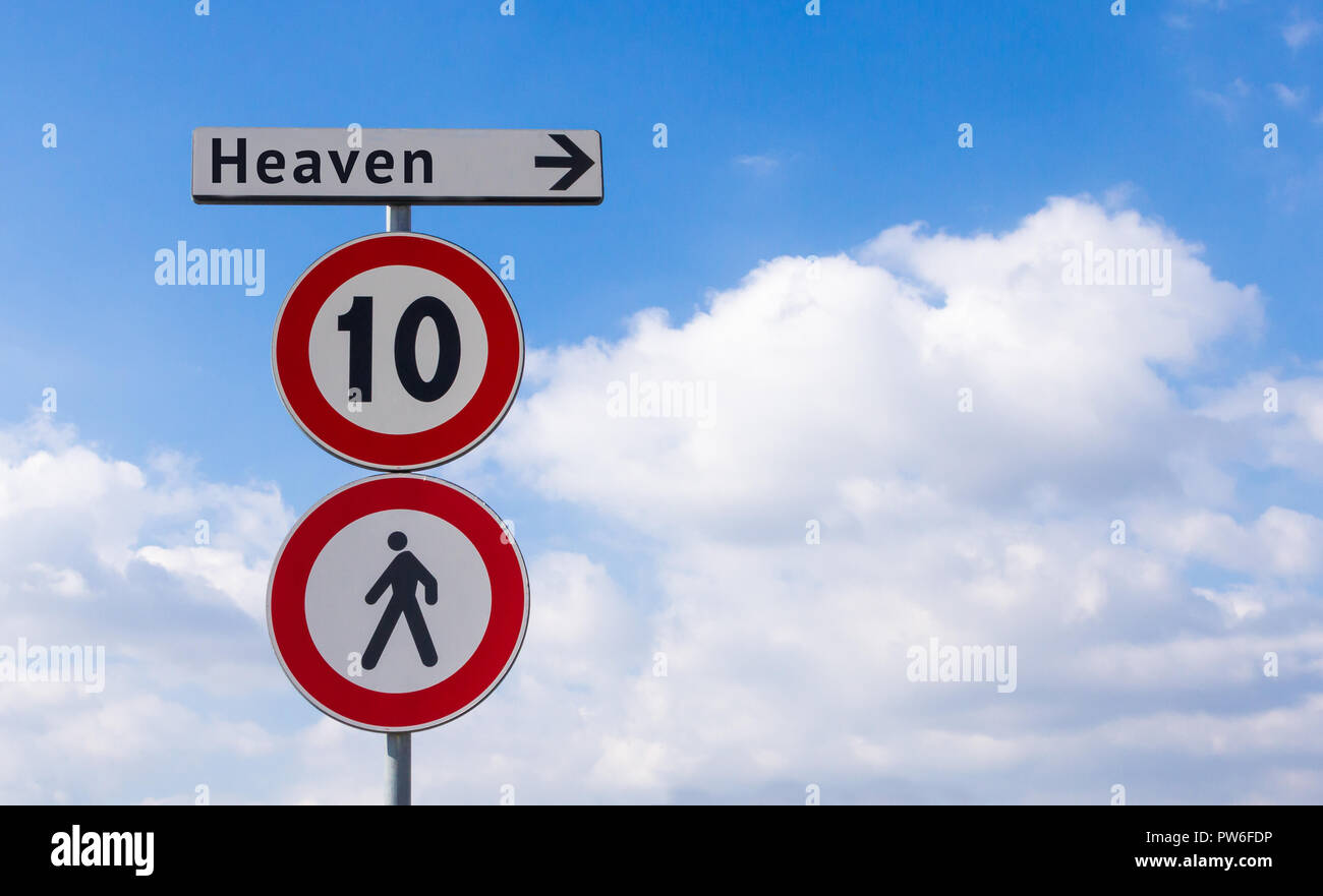 Road signs to Heaven, visions after death Stock Photo - Alamy
