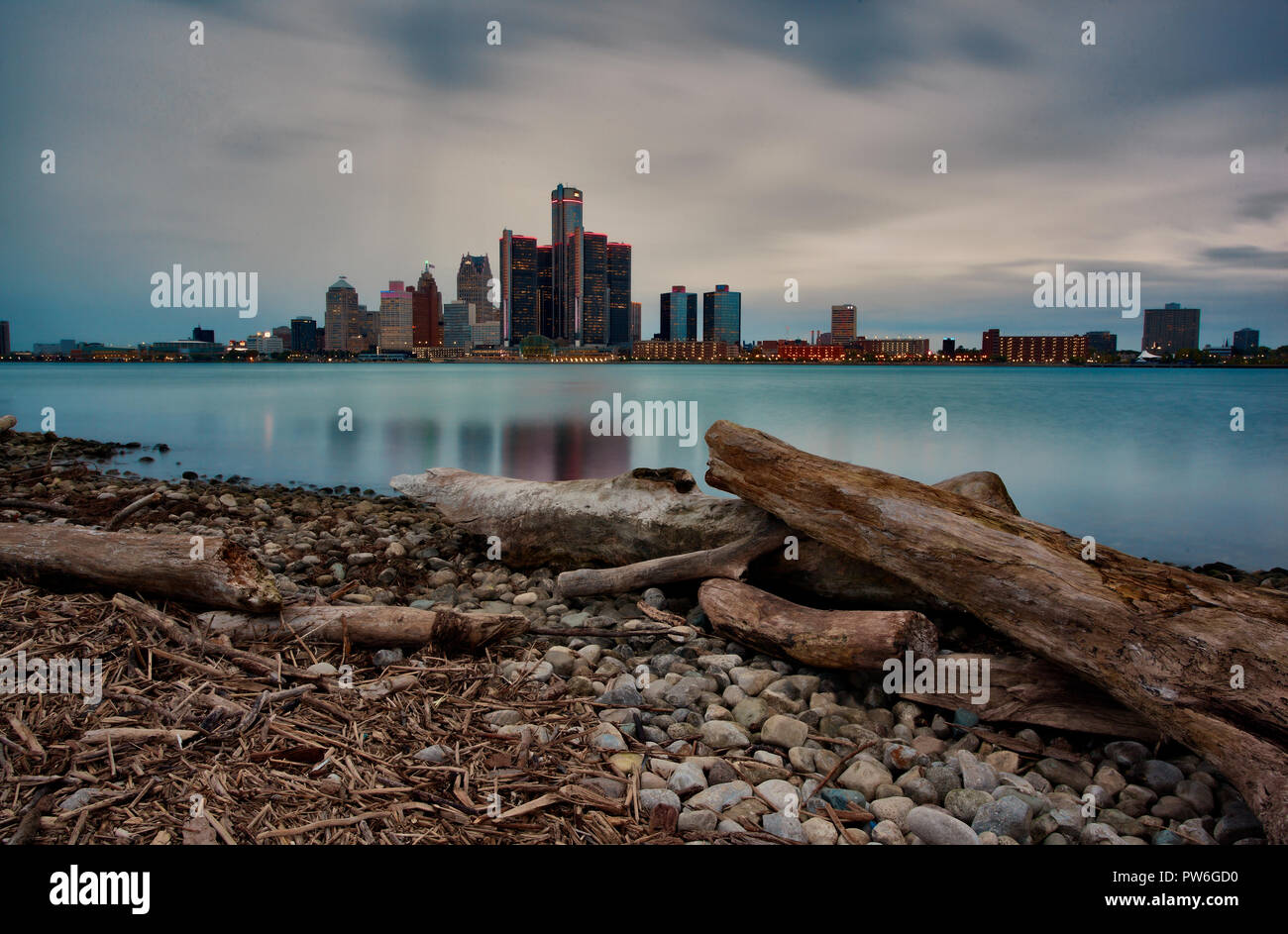 An early autumn landscape photograph of the Windsor Detroit, Michigan ...