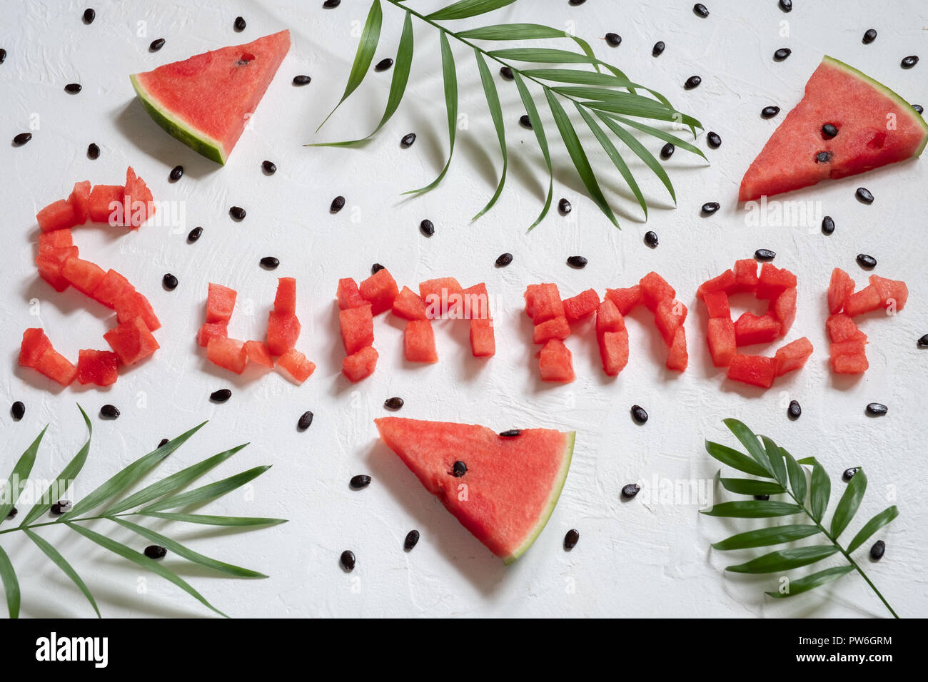 Sliced watermelon on white background. Summer concept Stock Photo - Alamy
