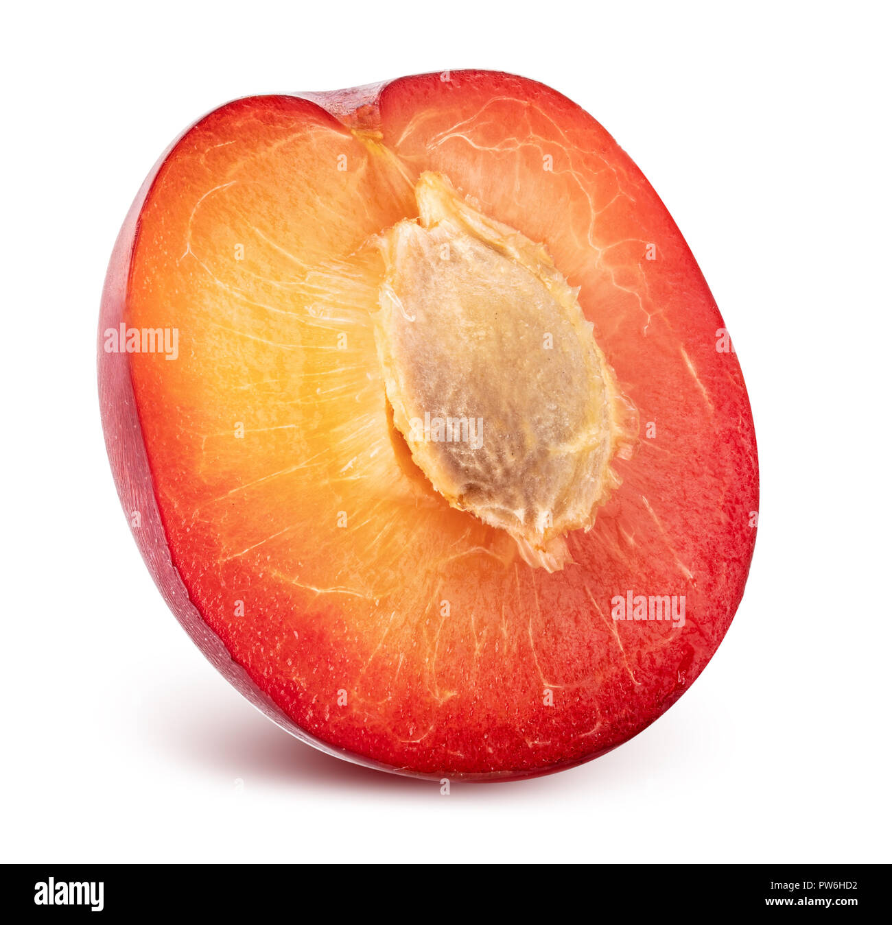 Red fresh plum isolated on white background. Clipping path Stock Photo ...