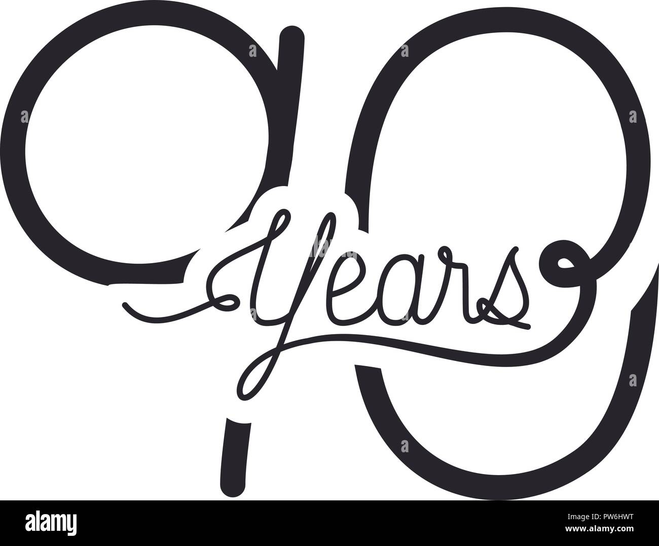 number 90 for anniversary celebration card icon Stock Vector Image ...