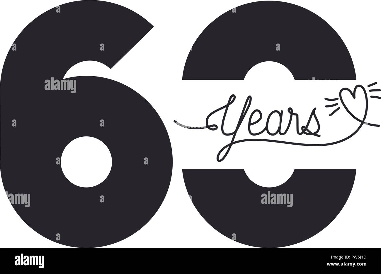 number 60 for anniversary celebration card icon Stock Vector Image ...