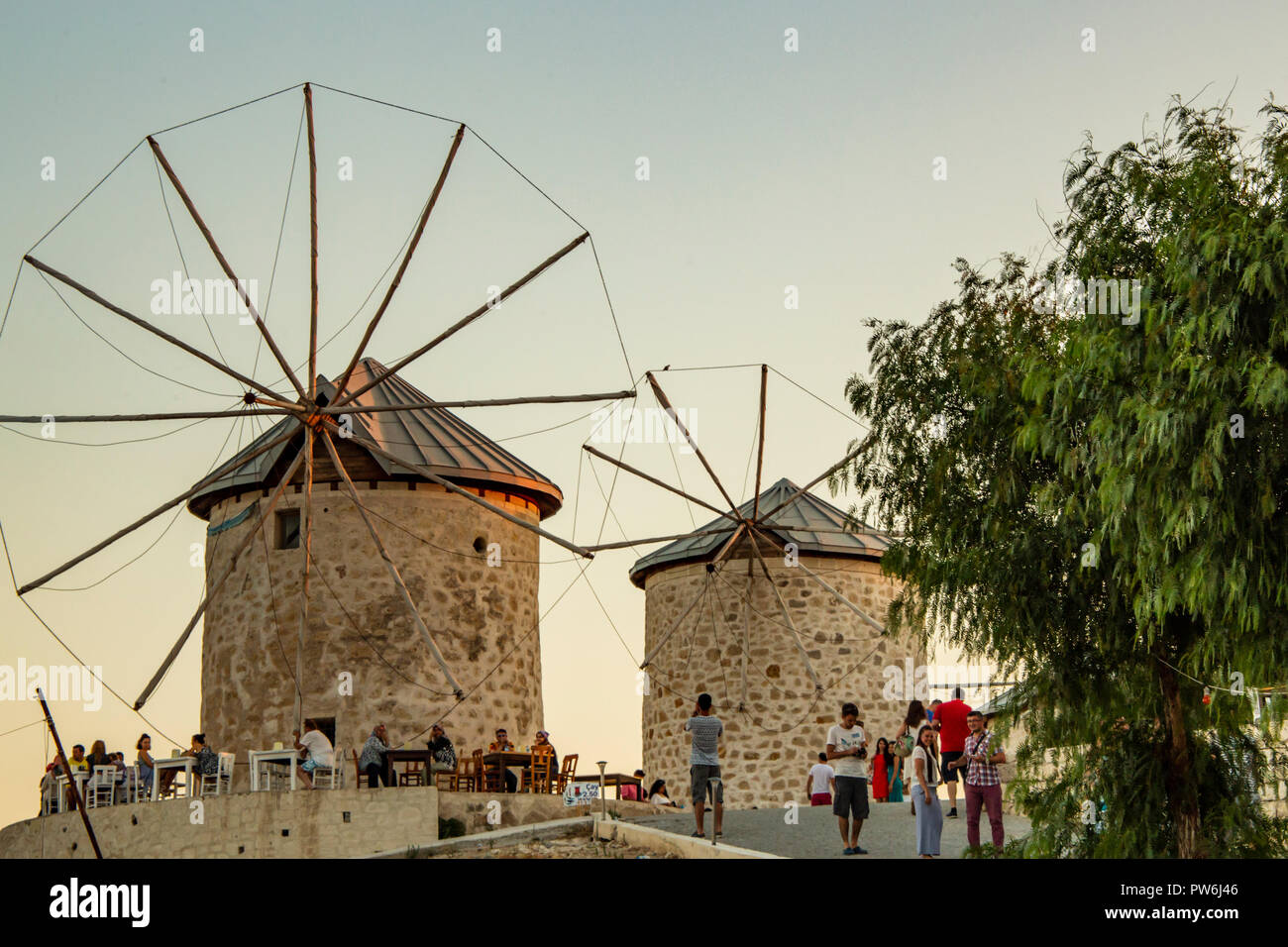 Old windmills of alacati hi-res stock photography and images - Alamy