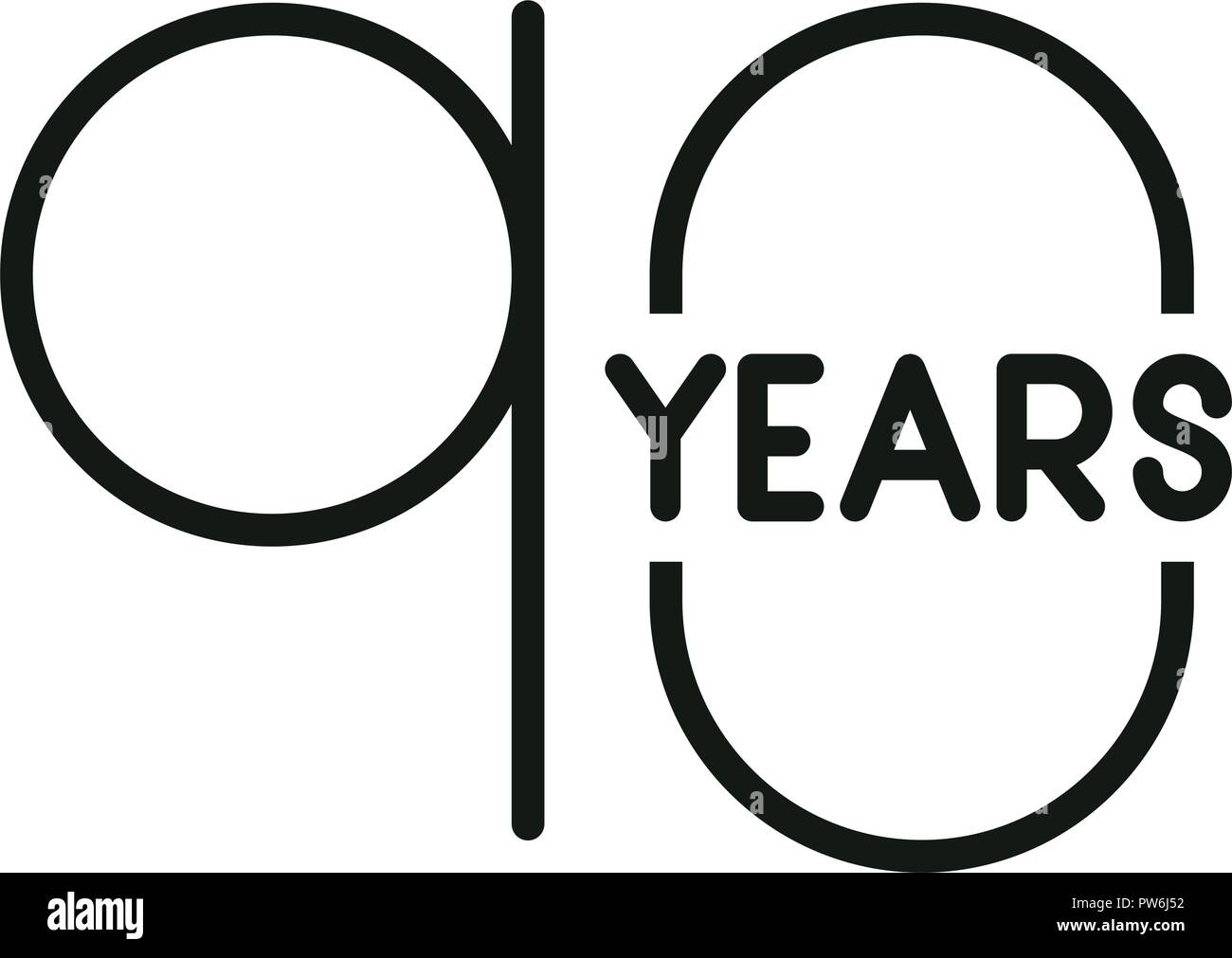 number 90 for anniversary celebration card icon Stock Vector Image ...