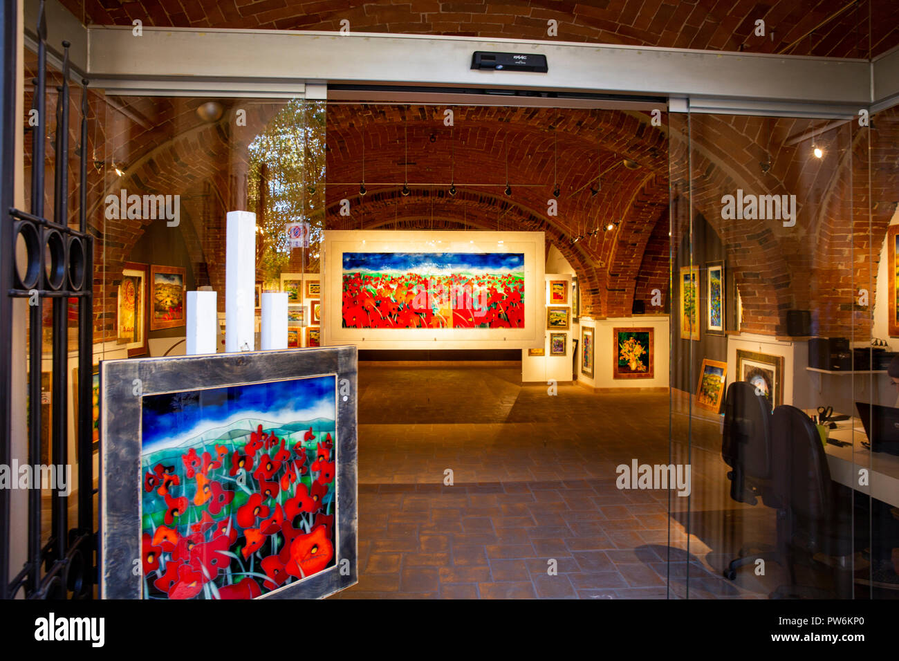 Art paintings store in the village of Montepulciao,Tuscany,Italy Stock ...