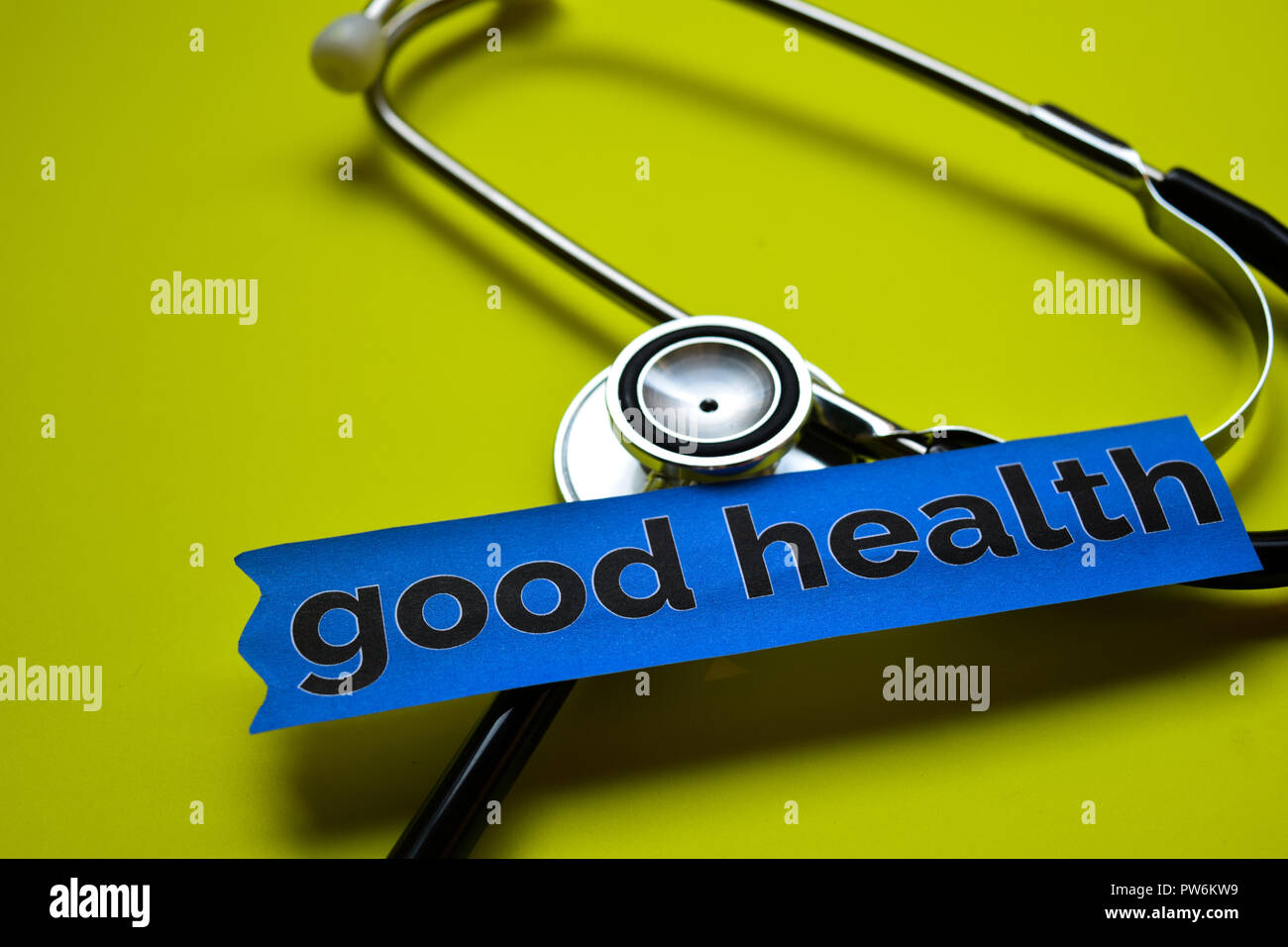good health with stethoscope concept inspiration on yellow background ...