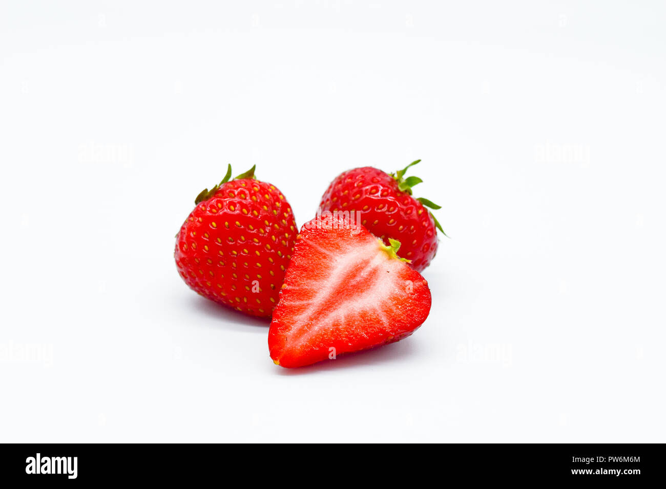 Strawberries cut isolated on white background, strawberry slice Stock ...