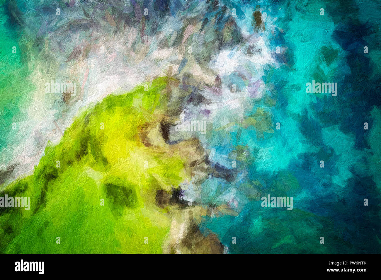 Abstract digital oil painting on canvas full of texture and bright ...