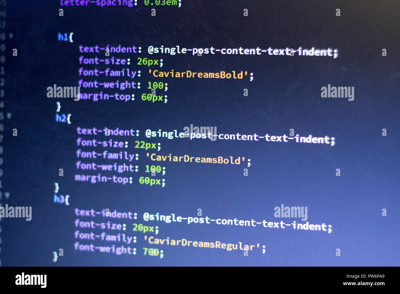 Web Development Code Cssless Styles Preprocessor Script Lines Abstract Screen Of Web