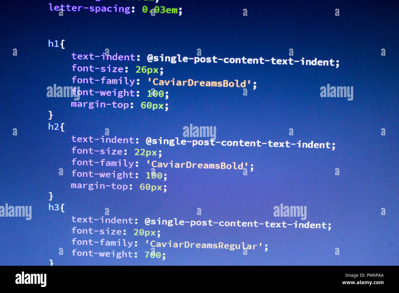 Web Development Code Cssless Styles Preprocessor Script Lines Abstract Screen Of Web