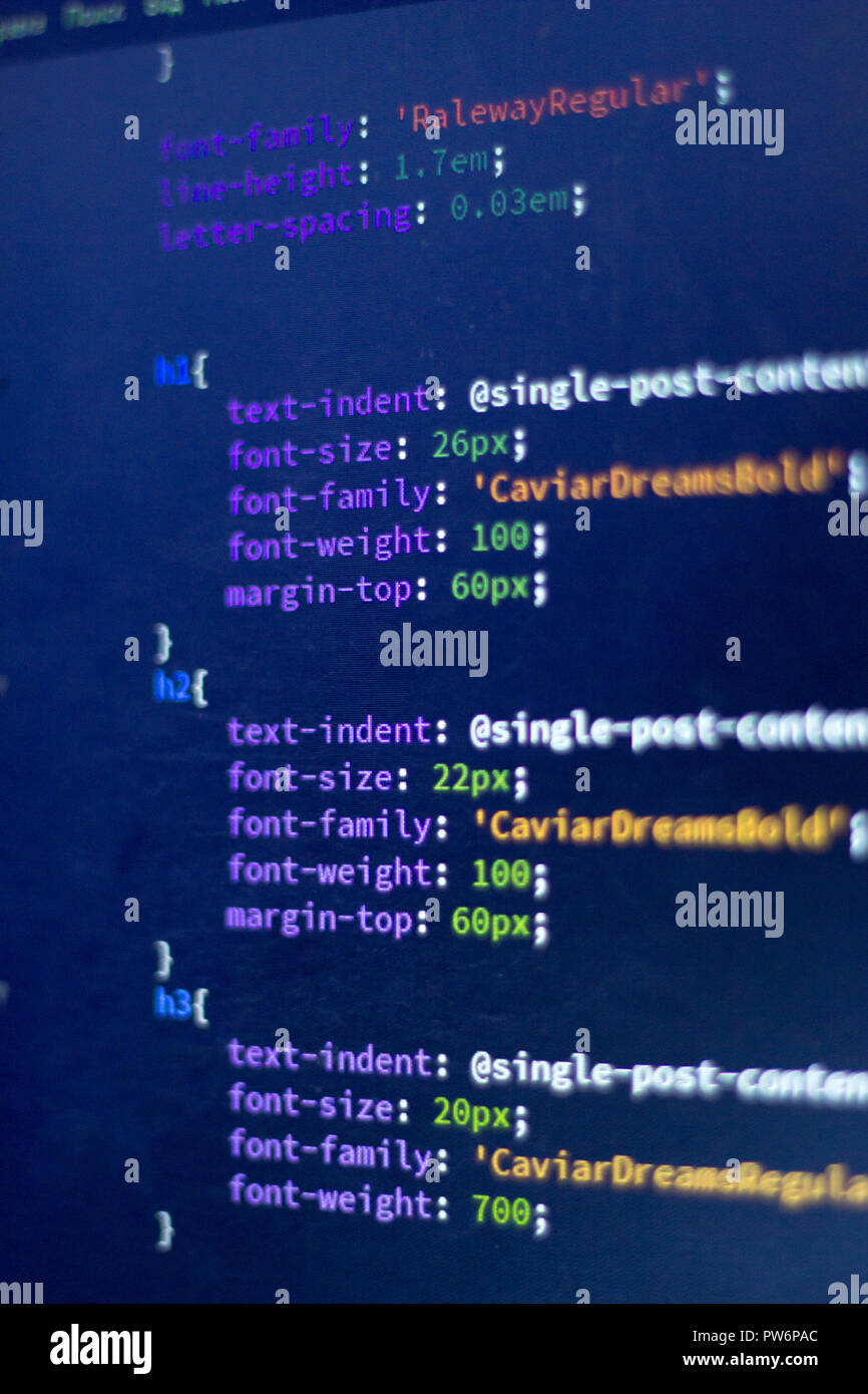 Web Development Code Cssless Styles Preprocessor Script Lines Abstract Screen Of Web