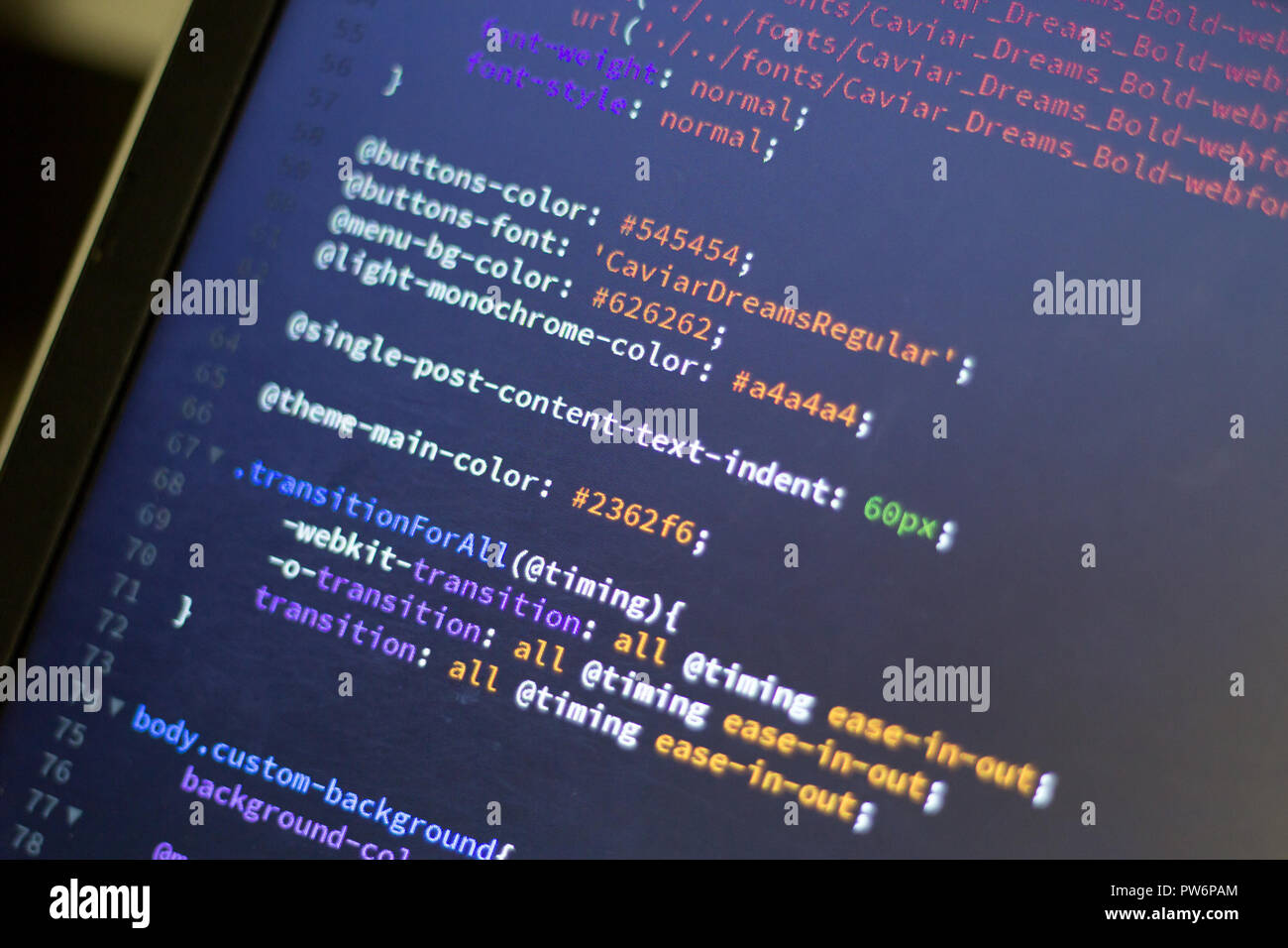 Web Development Code Cssless Styles Preprocessor Script Lines Abstract Screen Of Web