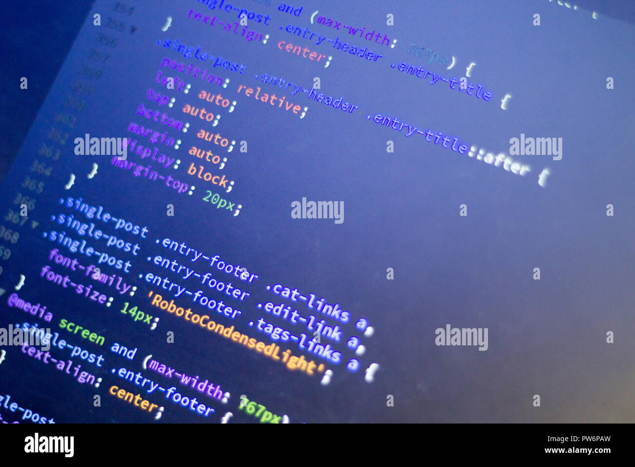 Web Development Code Cssless Styles Preprocessor Script Lines Abstract Screen Of Web