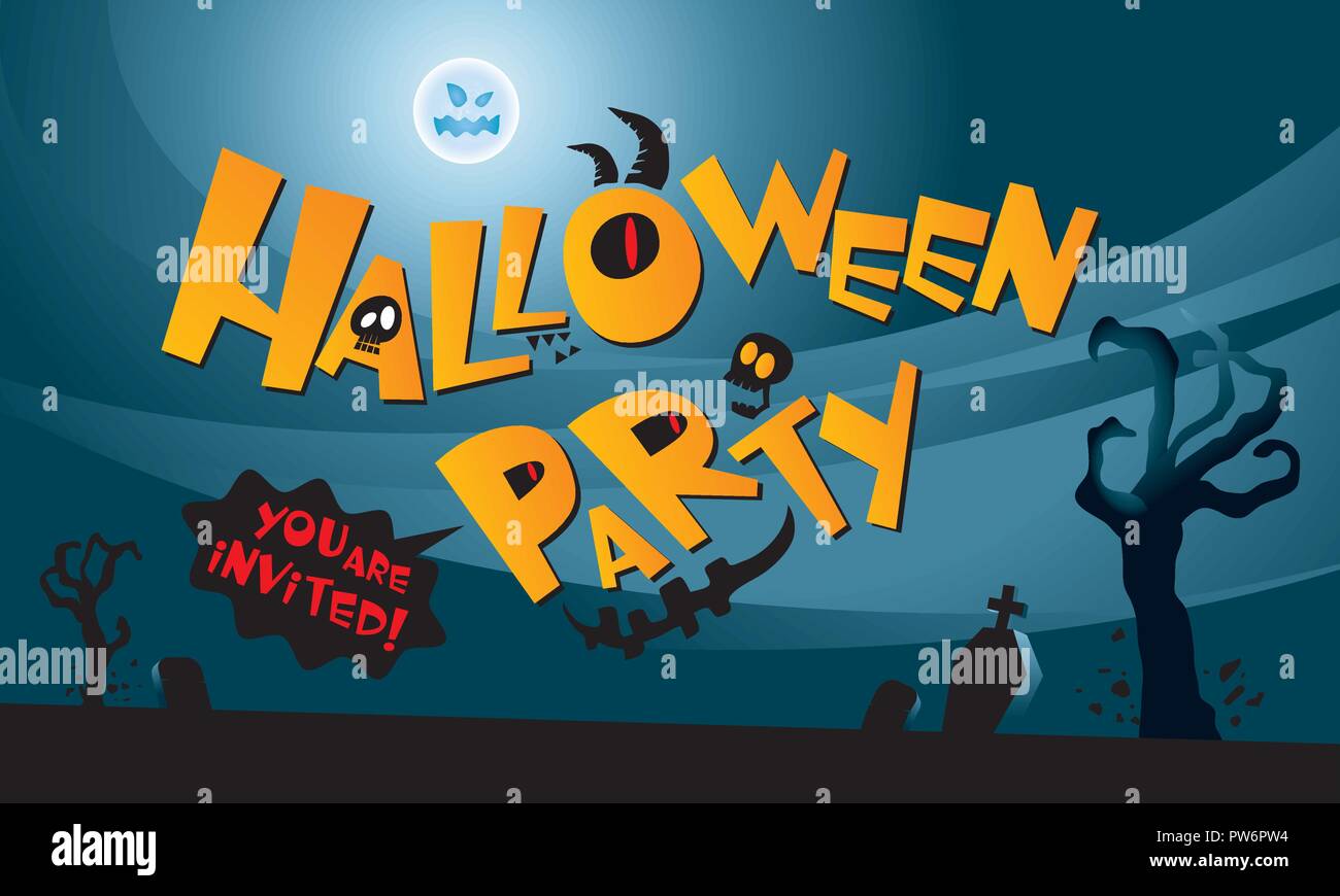 Spooky mood background with a moon and monster's hands Stock Vector ...