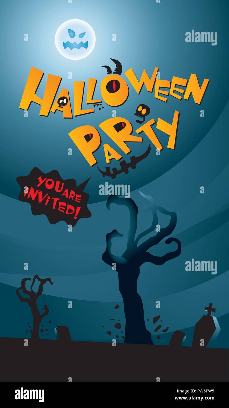 Spooky mood background with a moon and monster's hands Stock Vector ...