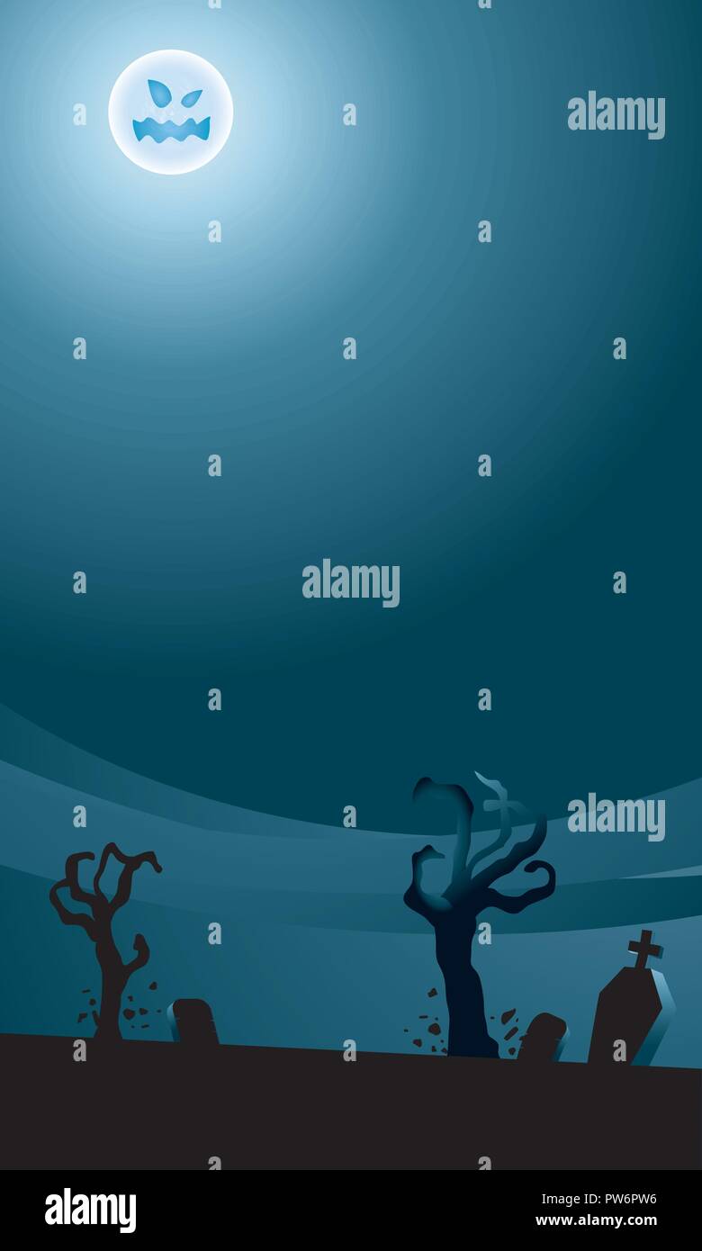 Spooky mood background with a moon and monster's hands Stock Vector ...