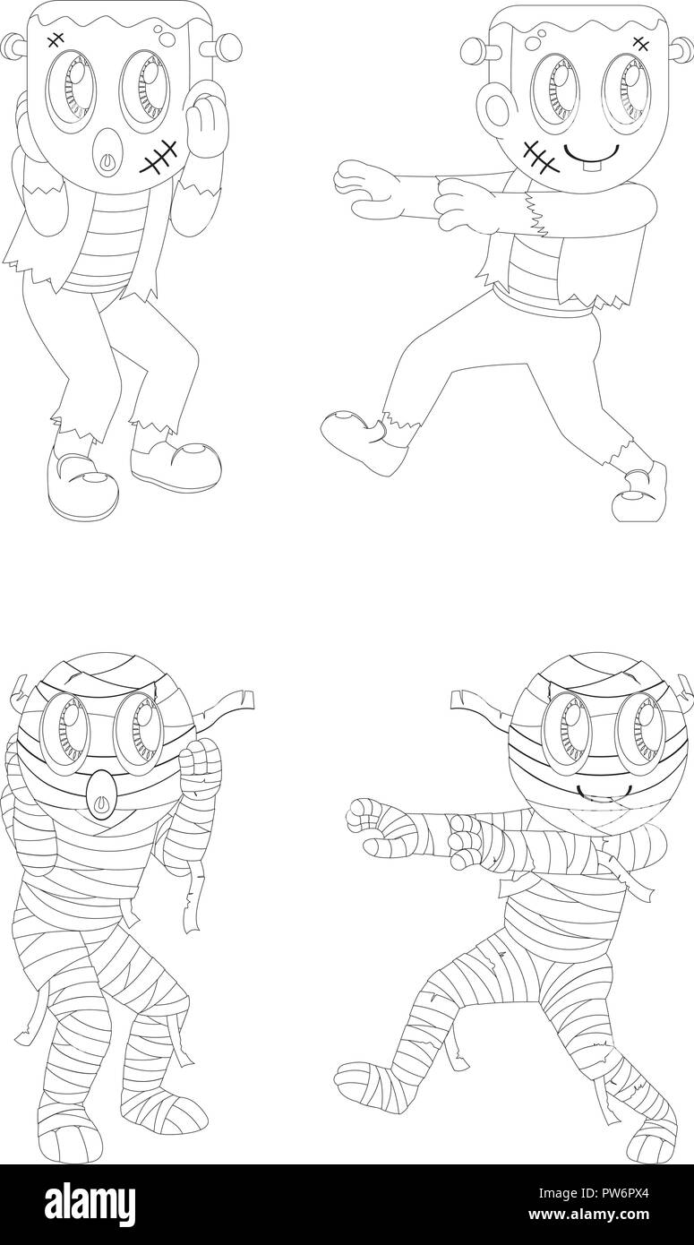 Black and white outline drawing of monsters Stock Vector Image & Art ...