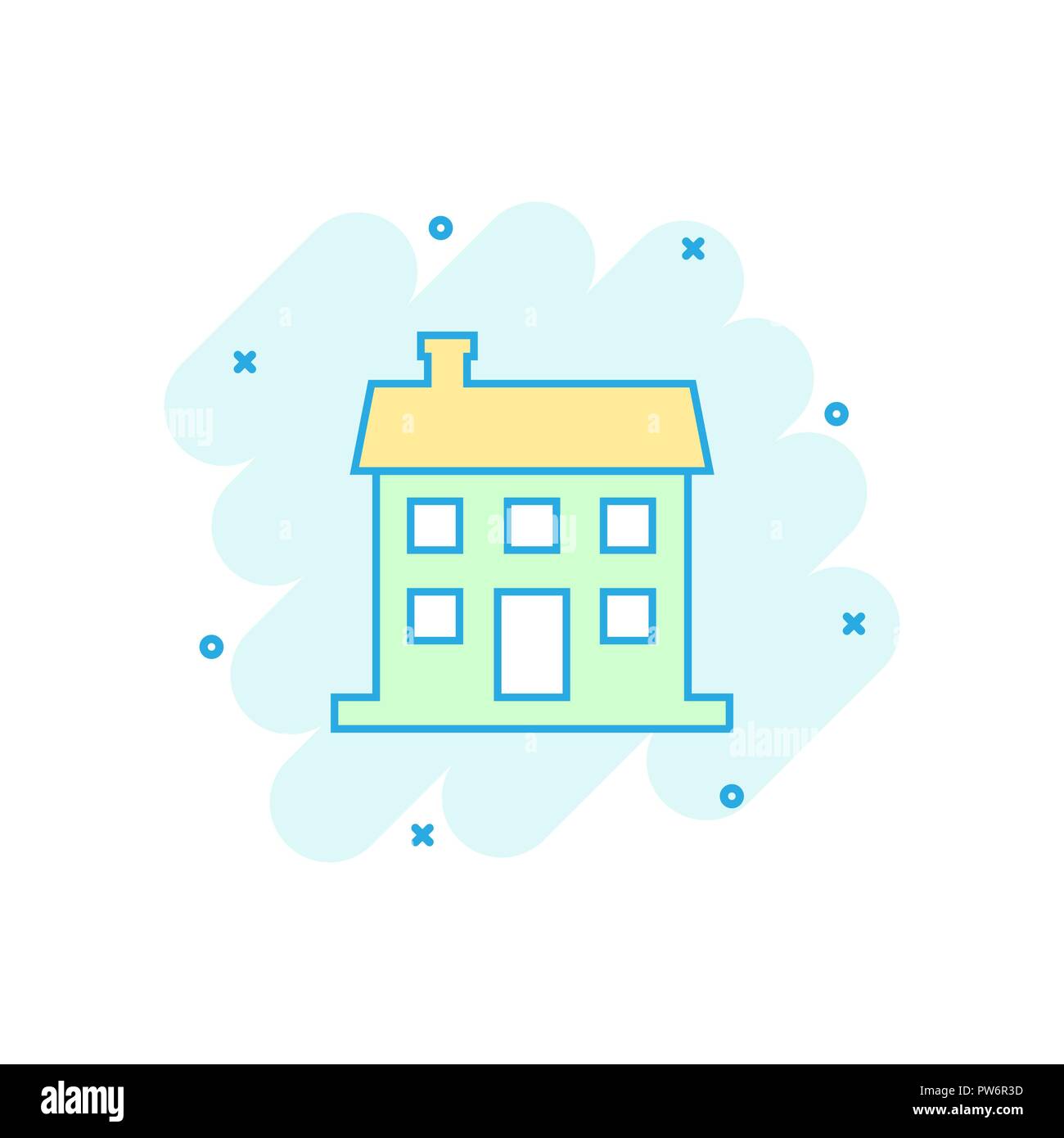 Vector cartoon house icon in comic style. Building sign illustration ...