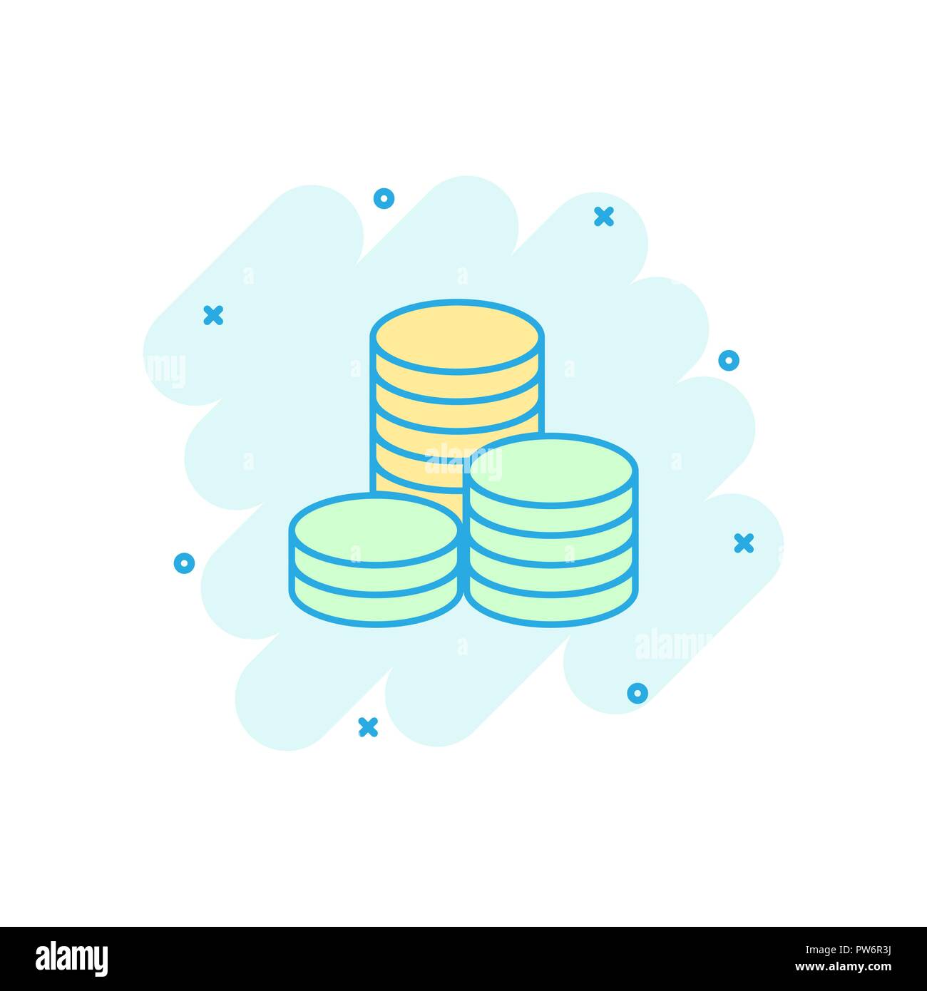 Vector cartoon coins stack icon in comic style. Money coin sign ...