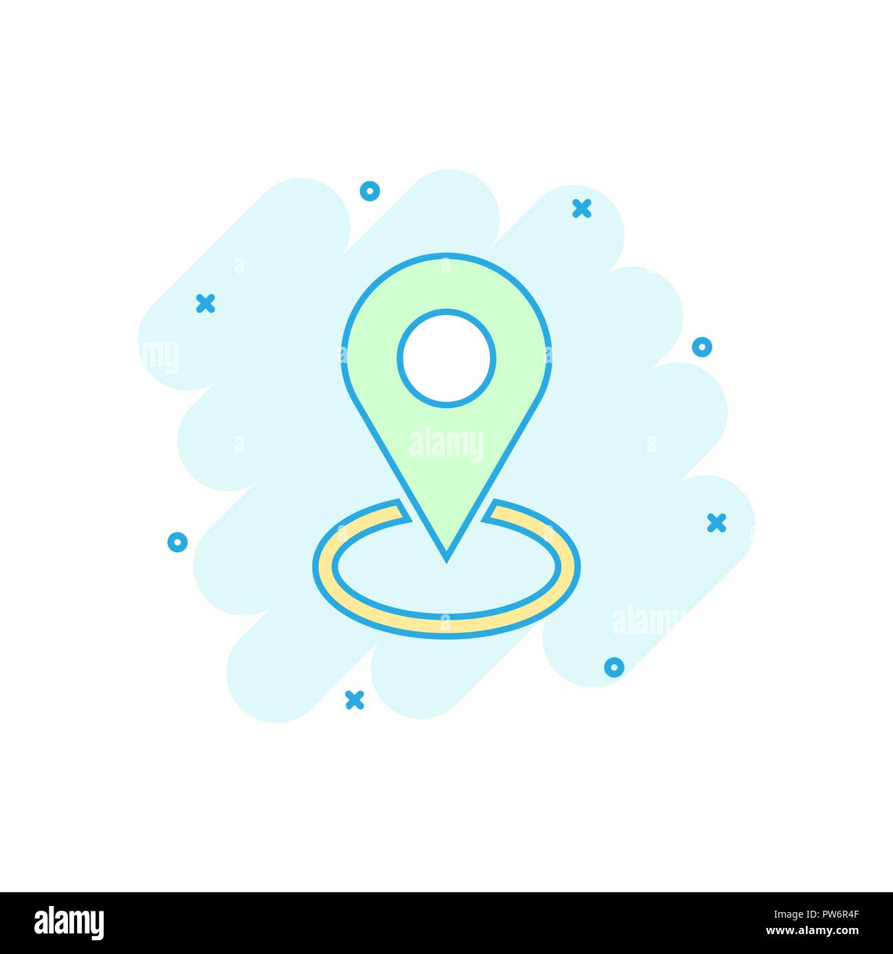 Vector cartoon pin location icon in comic style. Navigation map, gps ...