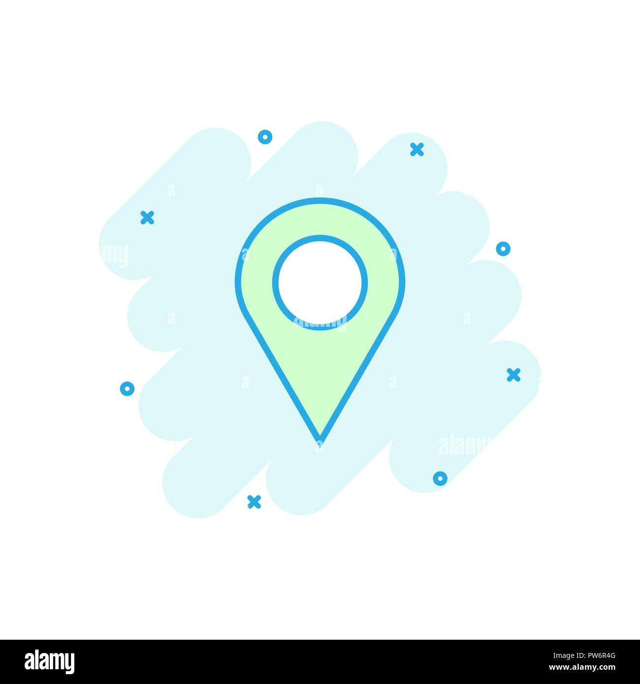 Vector cartoon pin location icon in comic style. Navigation map, gps ...