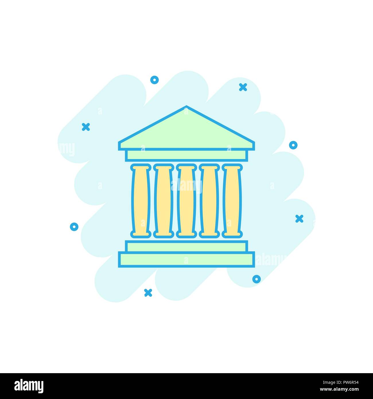 Vector cartoon bank building icon in comic style. Museum sign ...