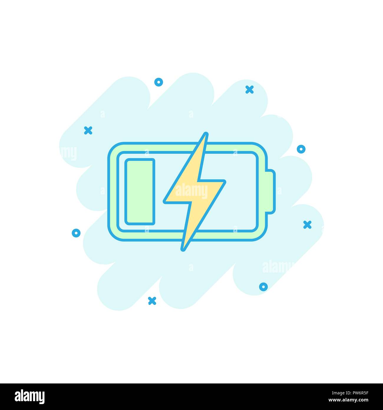 Vector cartoon battery charge level indicator sign icon in comic style ...