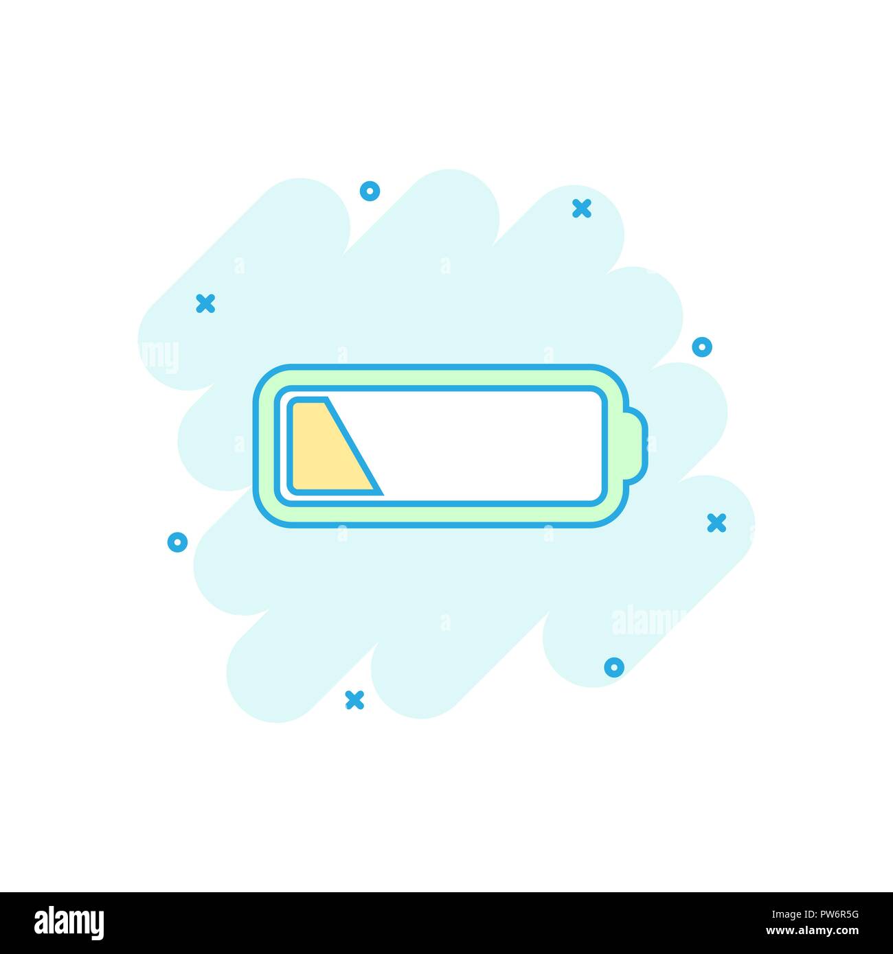 Vector cartoon battery charge level indicator sign icon in comic style ...