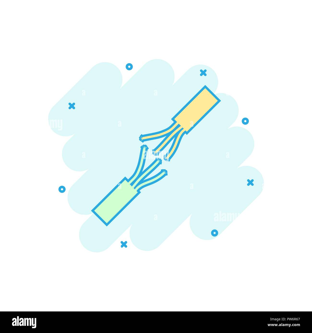 Vector cartoon electric plug sign icon in comic style. Power plug sign ...