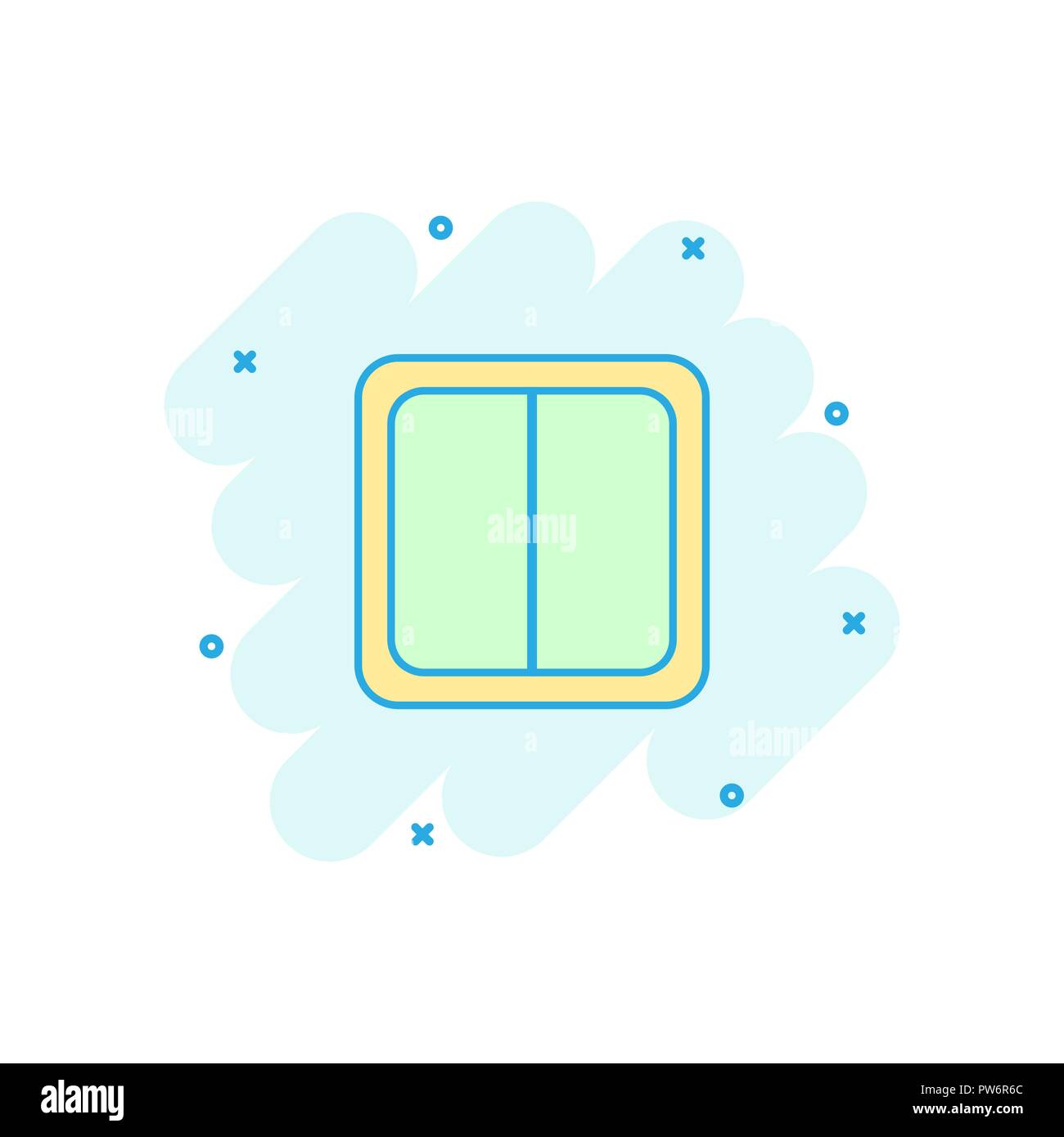 Vector cartoon electric light switch icon in comic style. Power switch ...