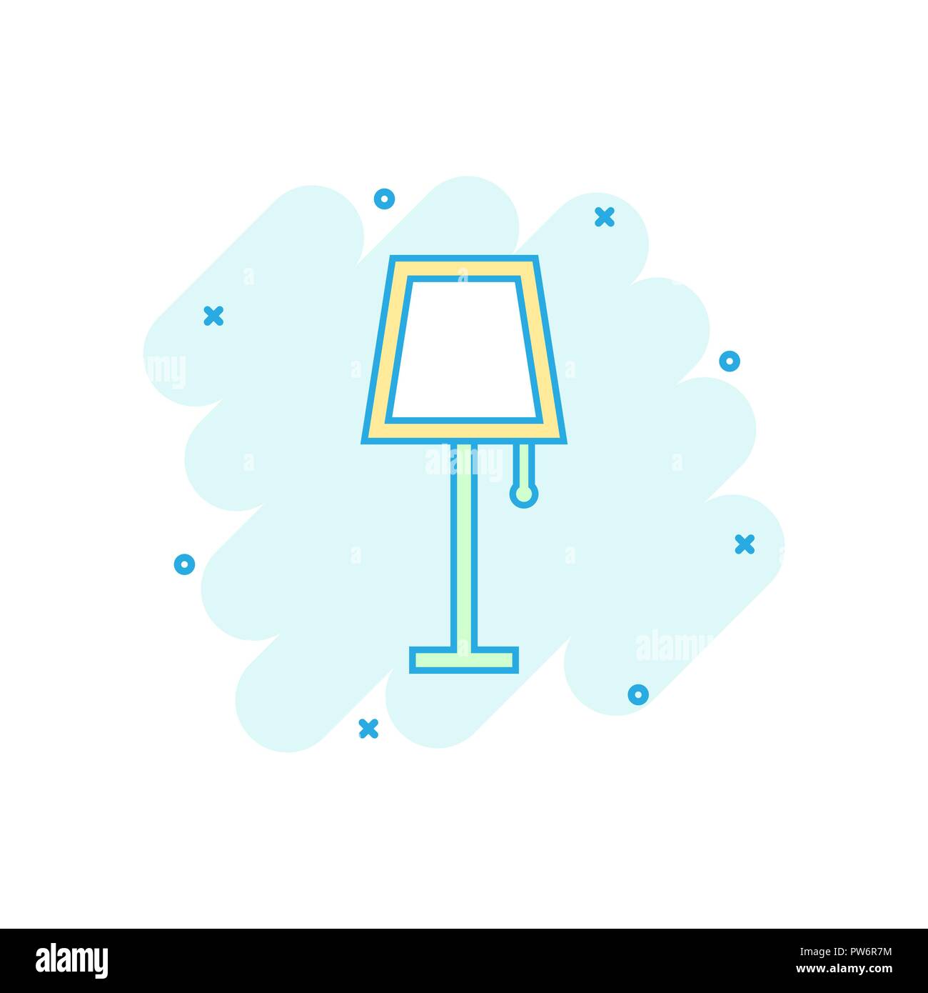 Vector cartoon lamp furniture icon in comic style. Lamp sign ...