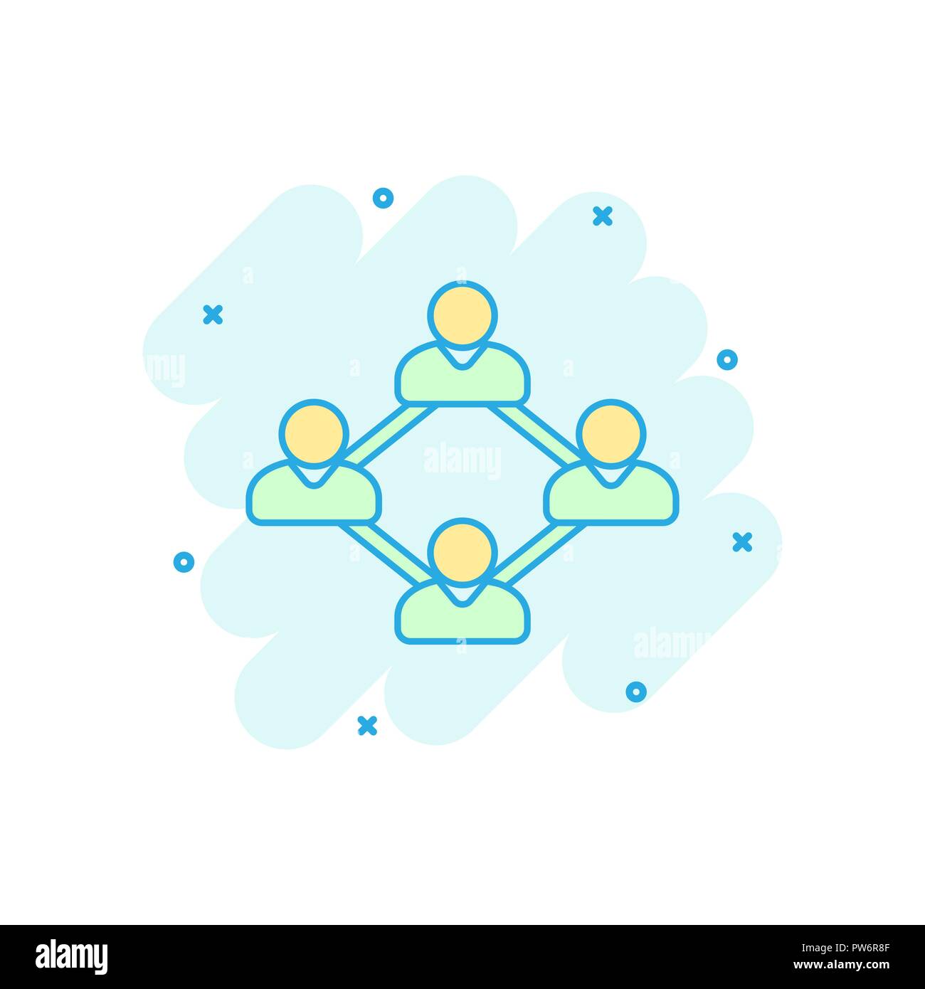 Vector cartoon social network icon in comic style. People connection ...