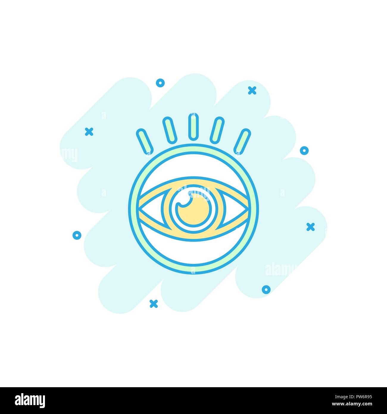 Vector cartoon eye icon in comic style. Eyeball look sign illustration ...