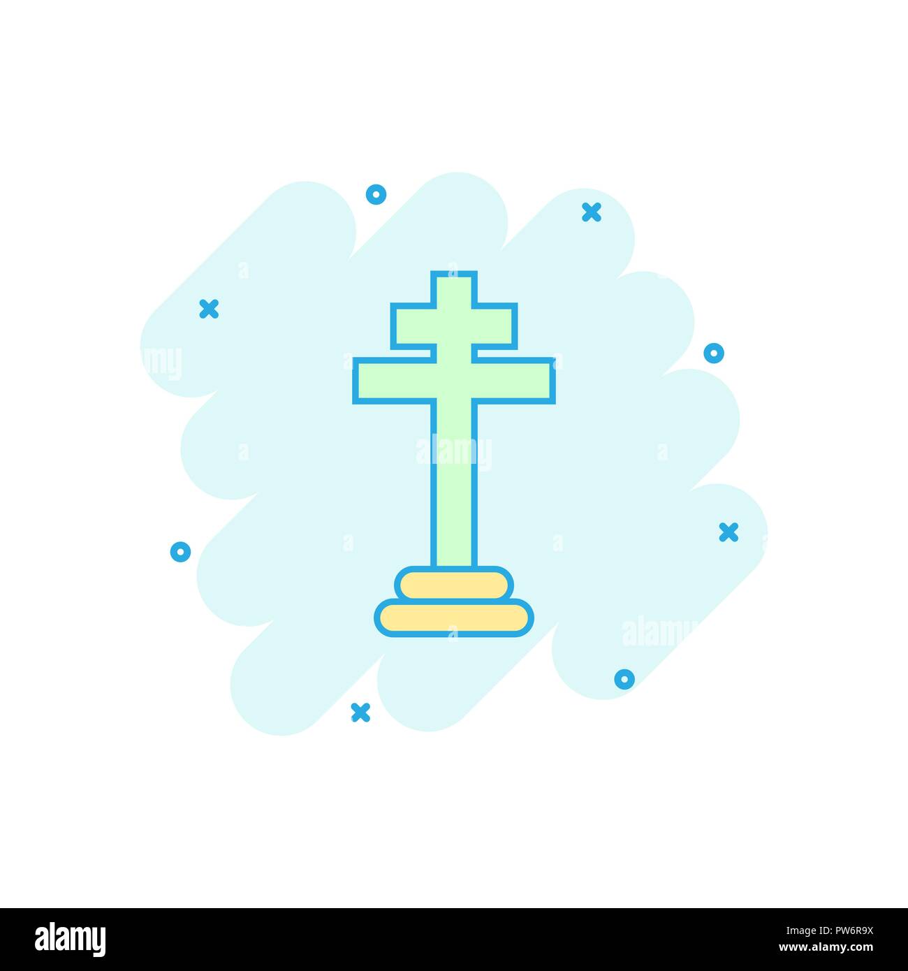 Vector cartoon halloween grave icon in comic style. Gravestone sign ...