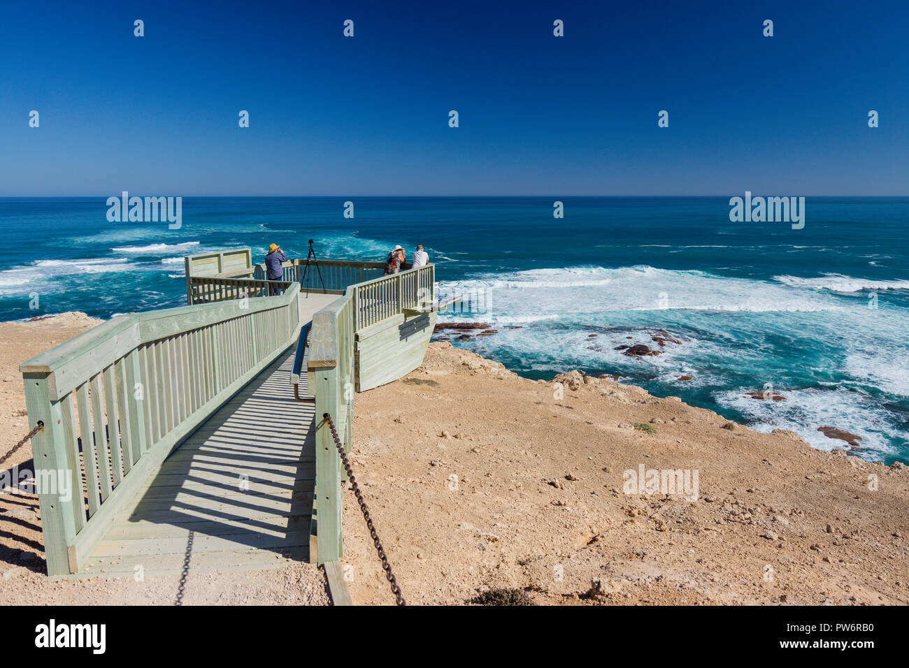 Walkway to viewing platform on the cliffs at Point Labatt SA Australia ...