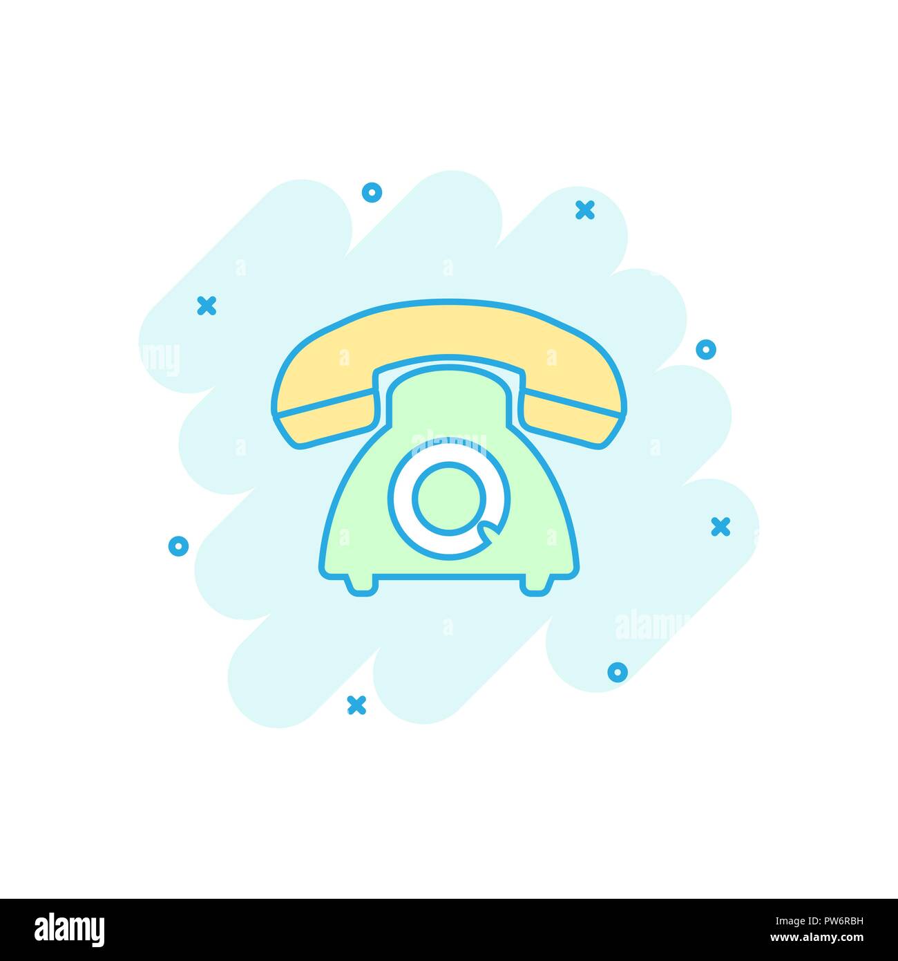 Vector cartoon phone icon in comic style. Telephone sign illustration ...