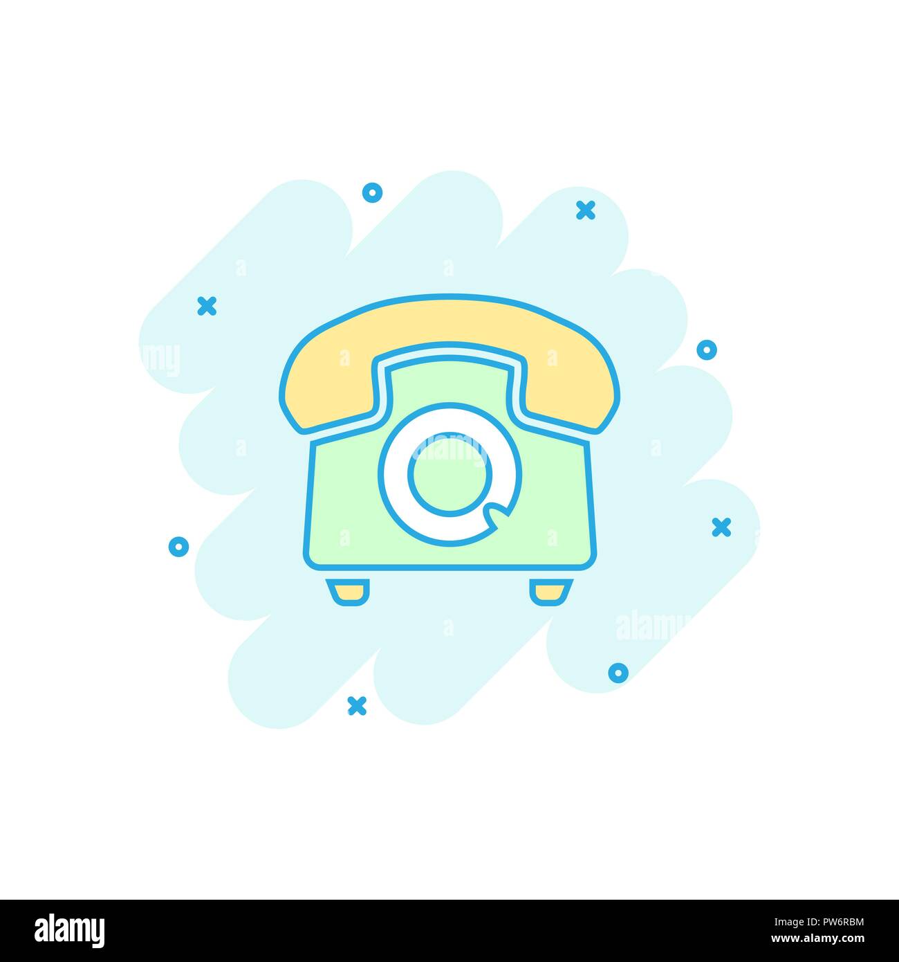 Vector cartoon phone icon in comic style. Telephone sign illustration ...